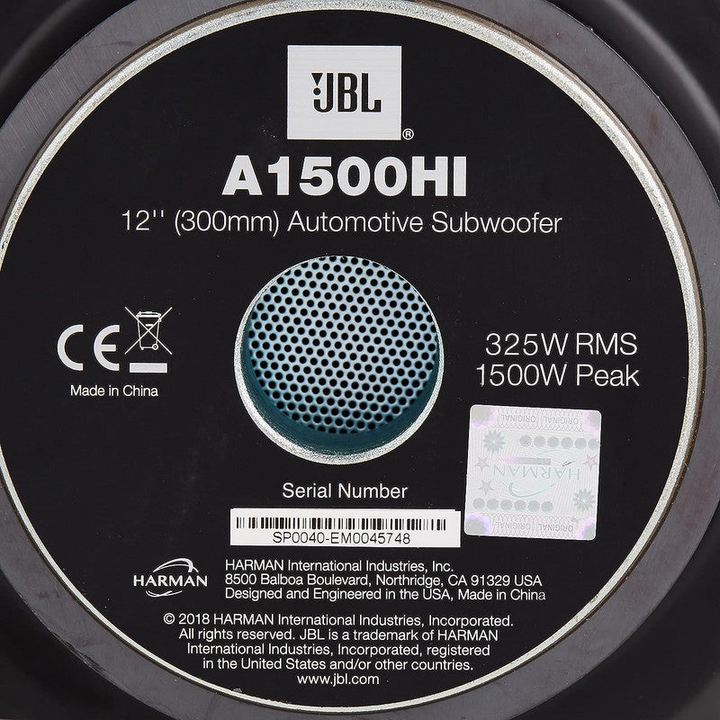 JBL A1500HI 1500W 12" Subwoofer (Powered , RMS Power: 325 W) – autoclint